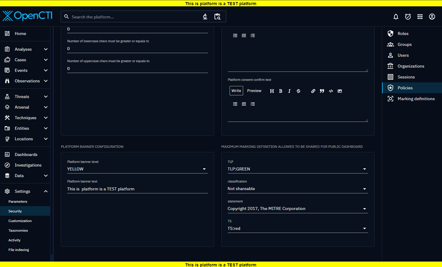 Policies - OpenCTI Documentation